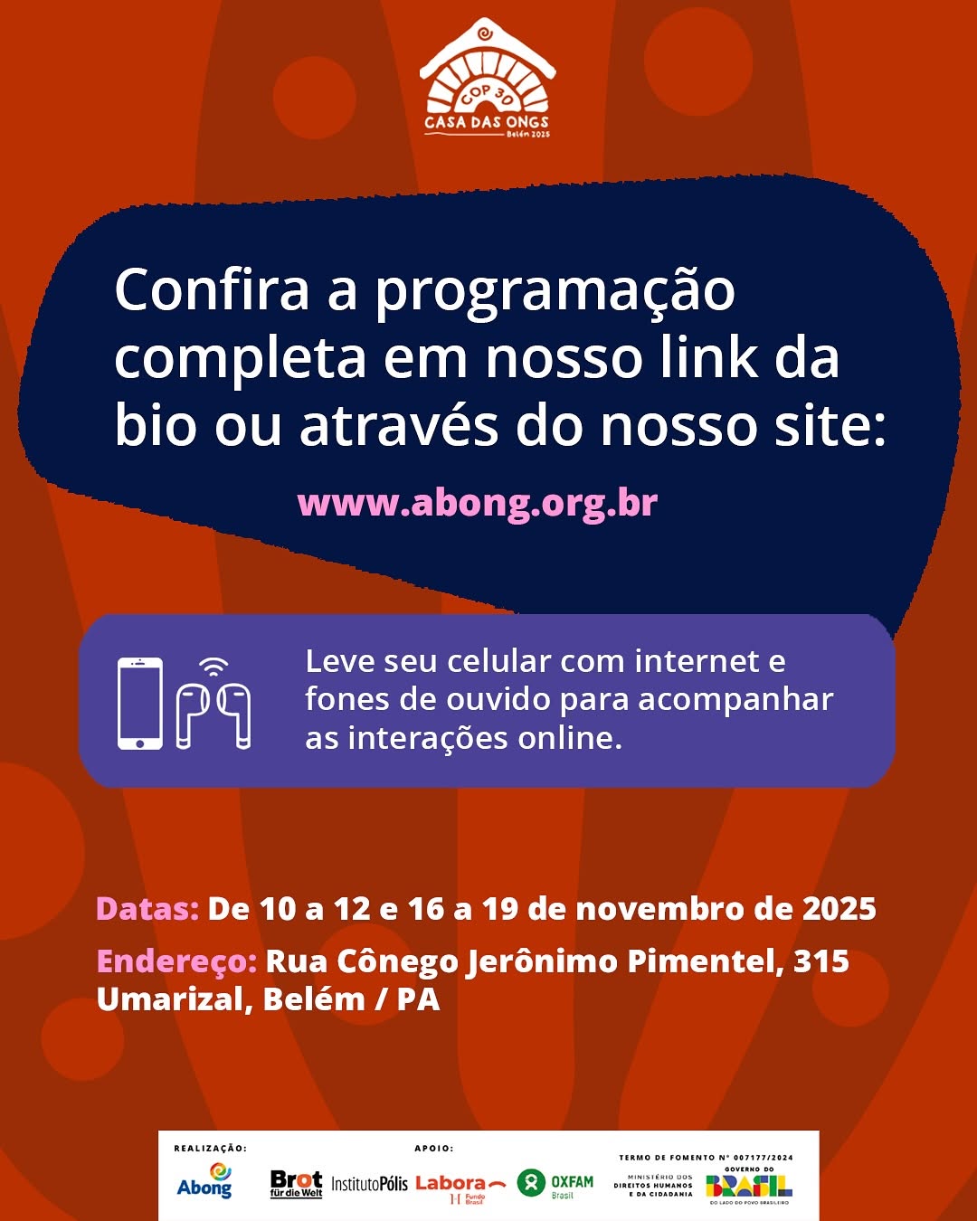 Palco Belém | Eventos | Casa das ONGs na COP 30 Belém 2025