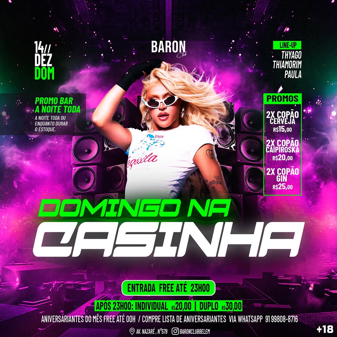 Palco Belém | Eventos | Domingo na Casinha no Baron Club 2025